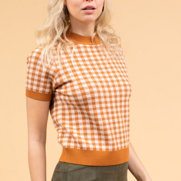 Gilli clothing | Tops | Short Sleeve Gingham Sweater | Poshmark
